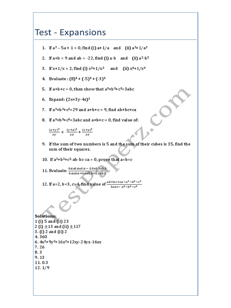Expansions Sheet 1 | PDF