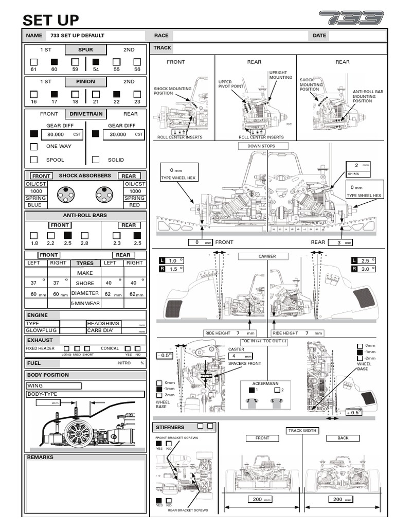 Folha de Setup Serpent 733 Default | PDF | Car | Transport