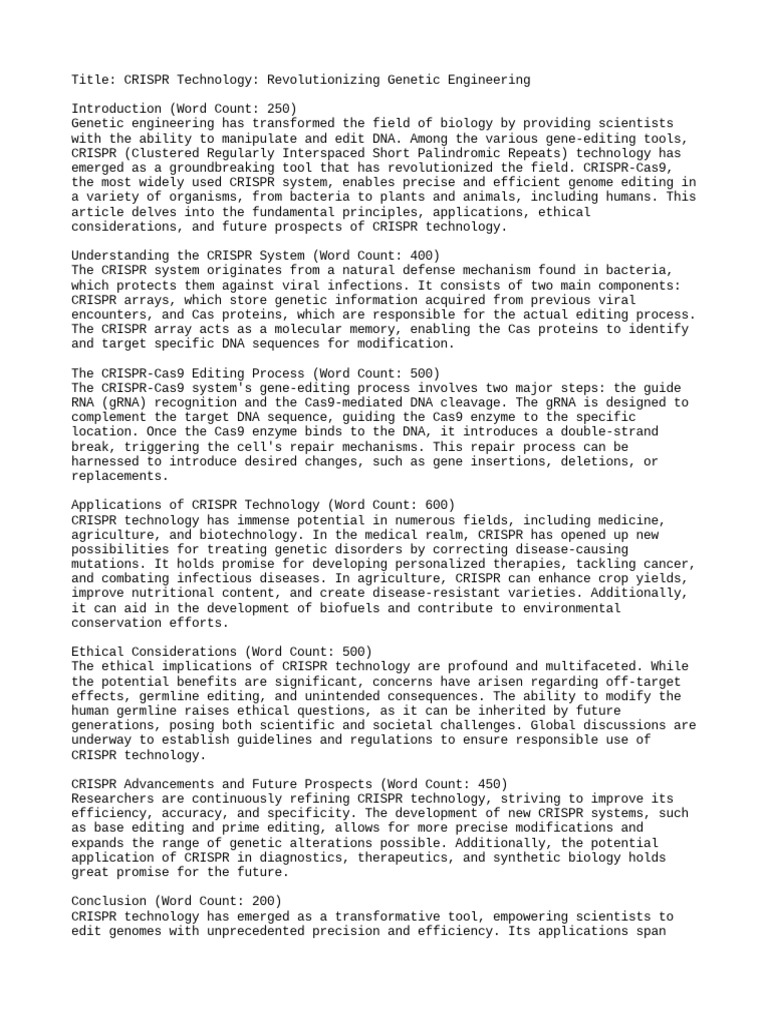 Research On CRISPR TECH | PDF