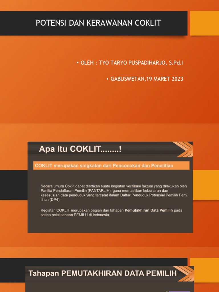 Potensi Dan Kerawanan Coklit Tyo | PDF