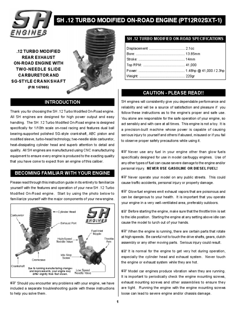 Motor SH12 - Vista Explodida | PDF | Throttle | Carburetor