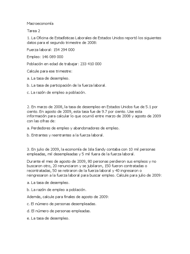 Tarea Capitulo 5 | PDF | Desempleo | Empleo