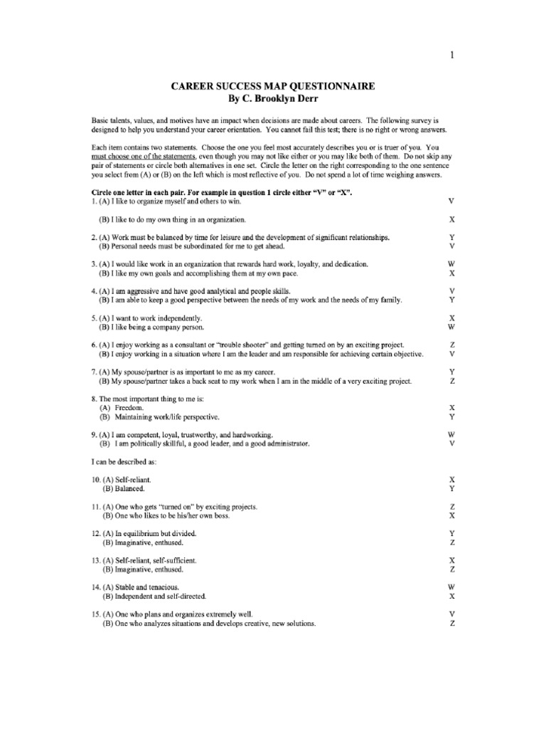 Career Success Map Questionnaire | PDF