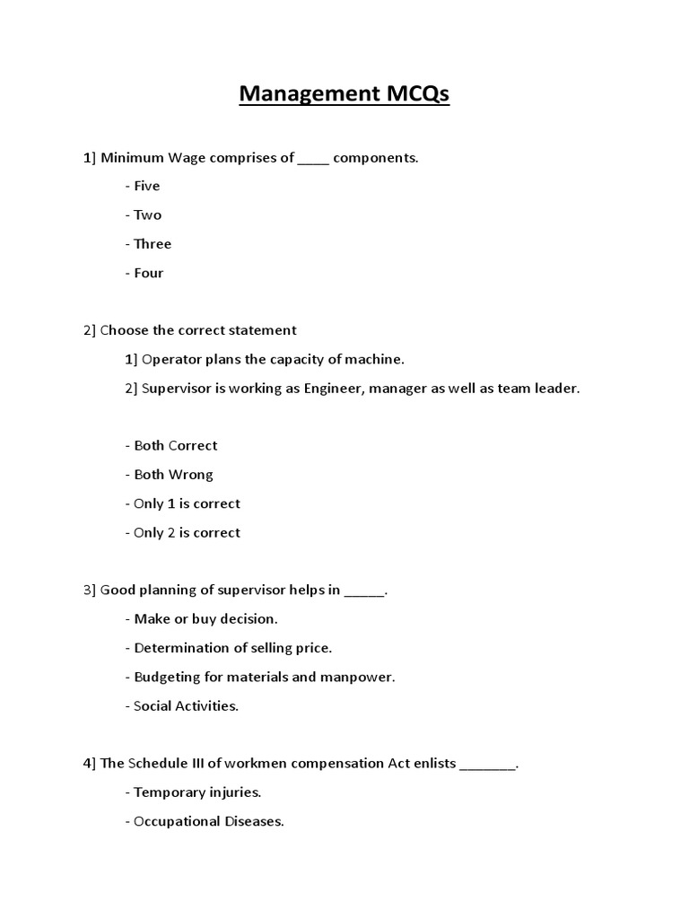 Management MCQs | PDF