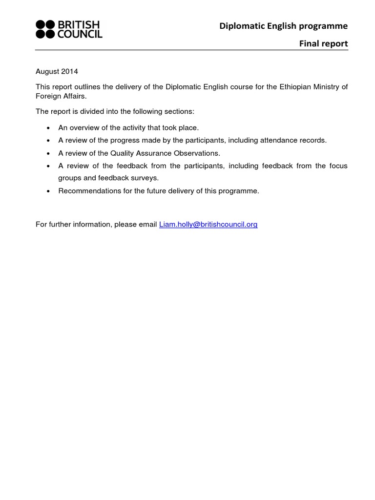 British Council Final Report Diplomatic English UNDP 2014 | PDF ...