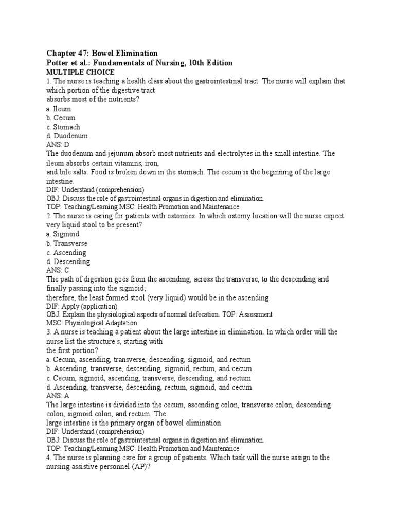 Understanding Bowel Elimination Basics | PDF | Gastrointestinal Tract ...