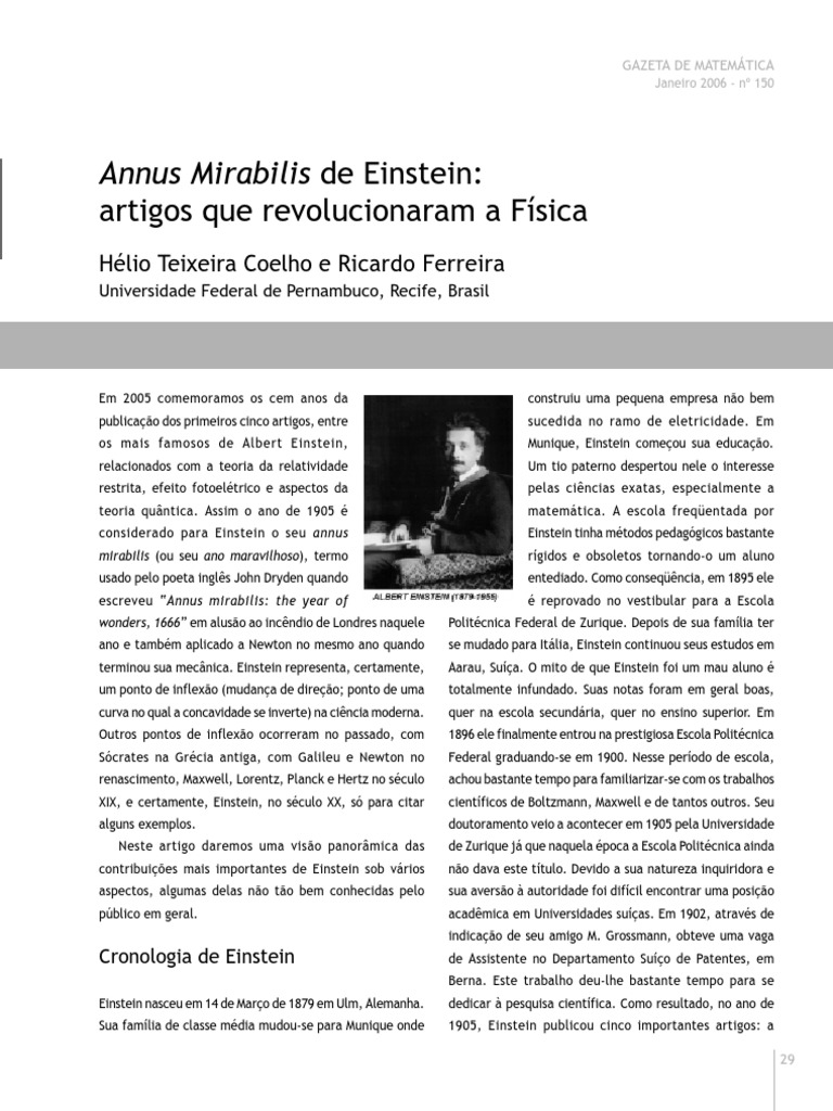 Einstein - Artigos Que Revolucionaram A Física | PDF | Albert Einstein ...