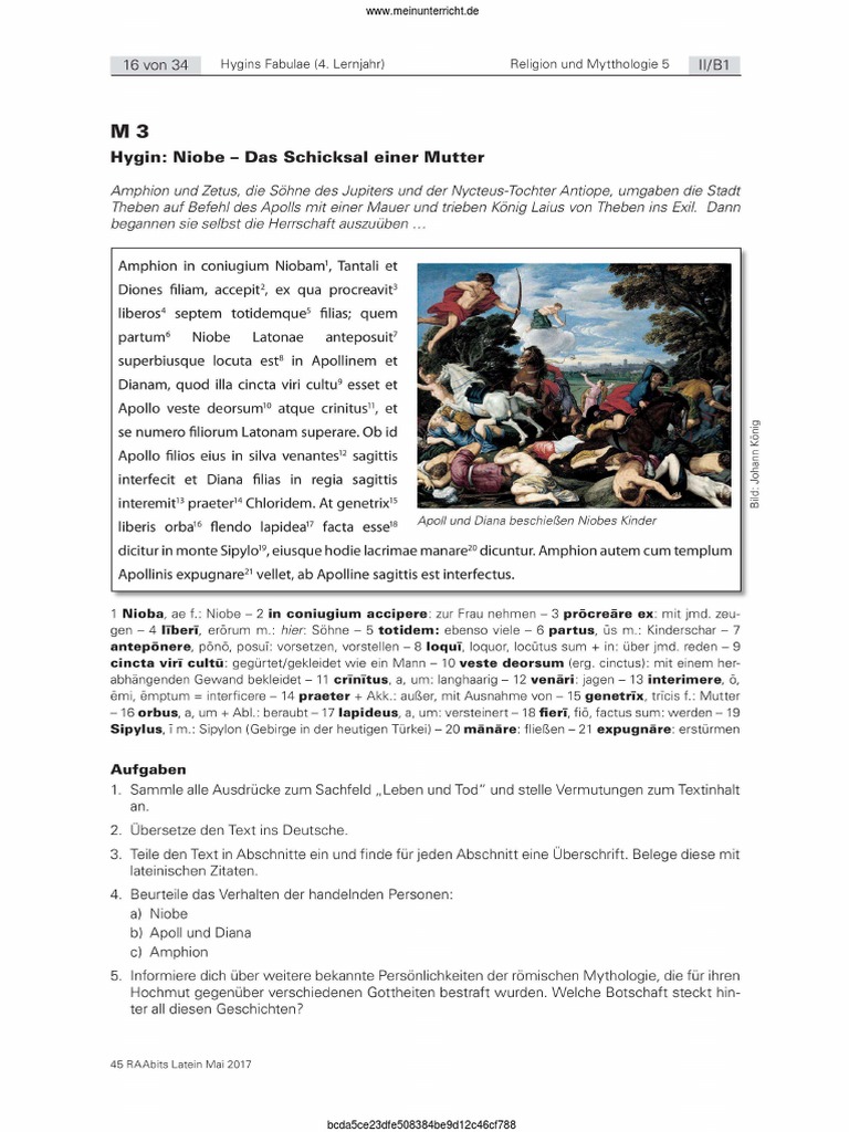 Hygins Fabulae_ Niobe – Schicksal einer Mutter | PDF