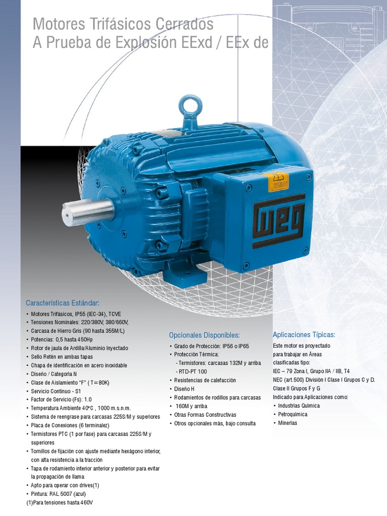 Motores Trifasicos Antiexplosivos Weg Linea w21 | PDF | Acero | Motor ...