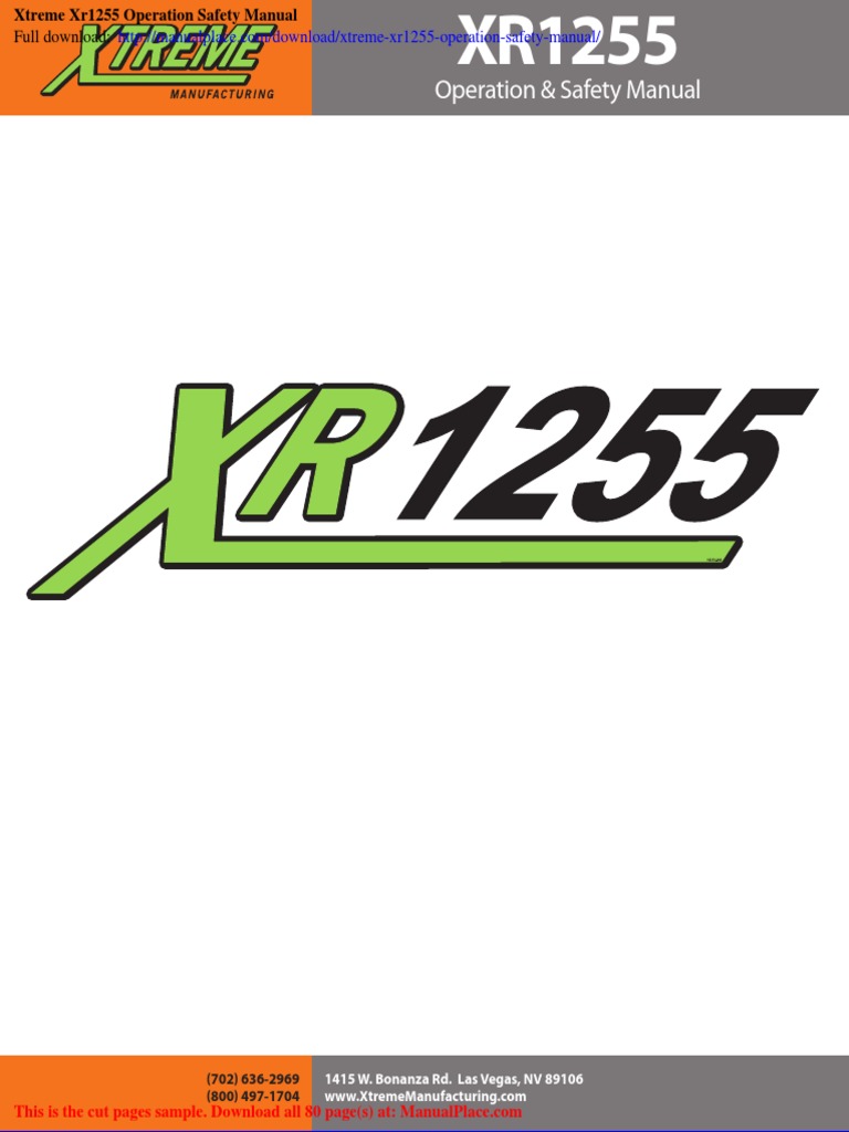 Xtreme Xr1255 Operation Safety Manual | PDF | Forklift | Safety