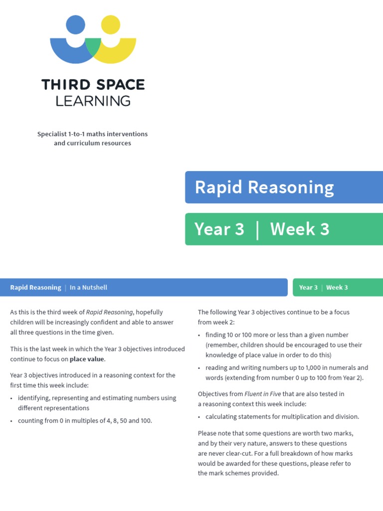 Rapid Reasoning Year 3 Week 3 | PDF | Multiplication | Understanding