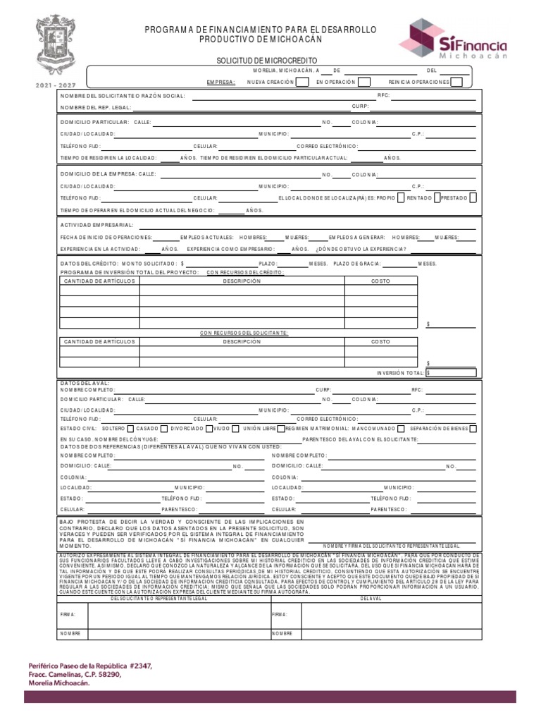 Formato de Solicitud Microcrédito (V.01.01.22) | PDF | Justicia ...