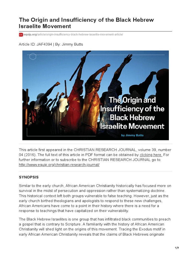 The Origin and Insufficiency of The Black Hebrew Israelite Movement ...
