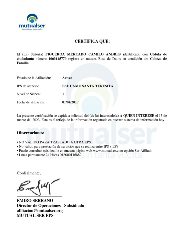 Certificado de Camilo | PDF Certificado de Camilo | PDF