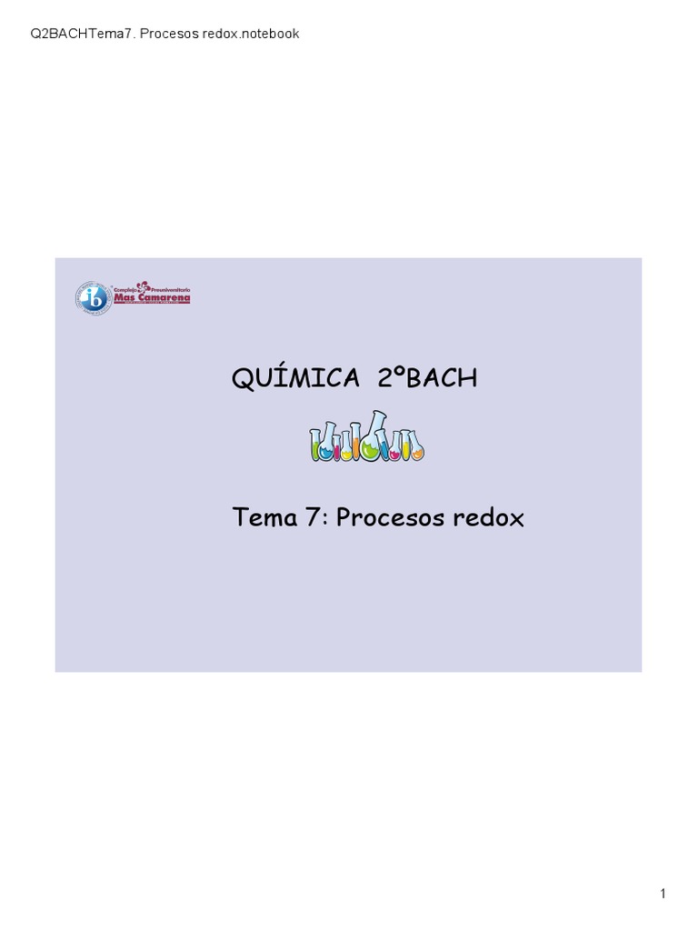 Q2bachtema7 Procesos Redox Pdf Redox Electrodo