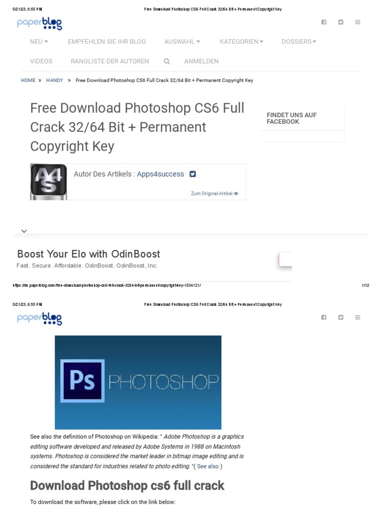 Free Download Photoshop CS6 Full Crack 32 - 64 Bit + Permanent Copyright Key | PDF | Computer ...