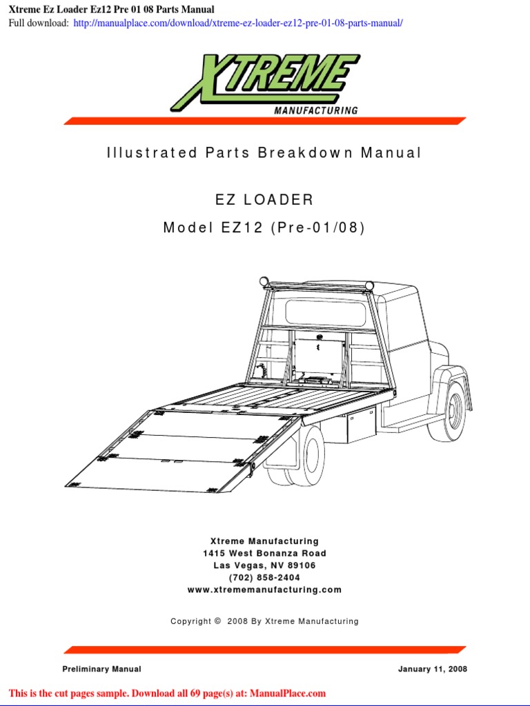 Xtreme Ez Loader Ez12 Pre 01 08 Parts Manual | PDF