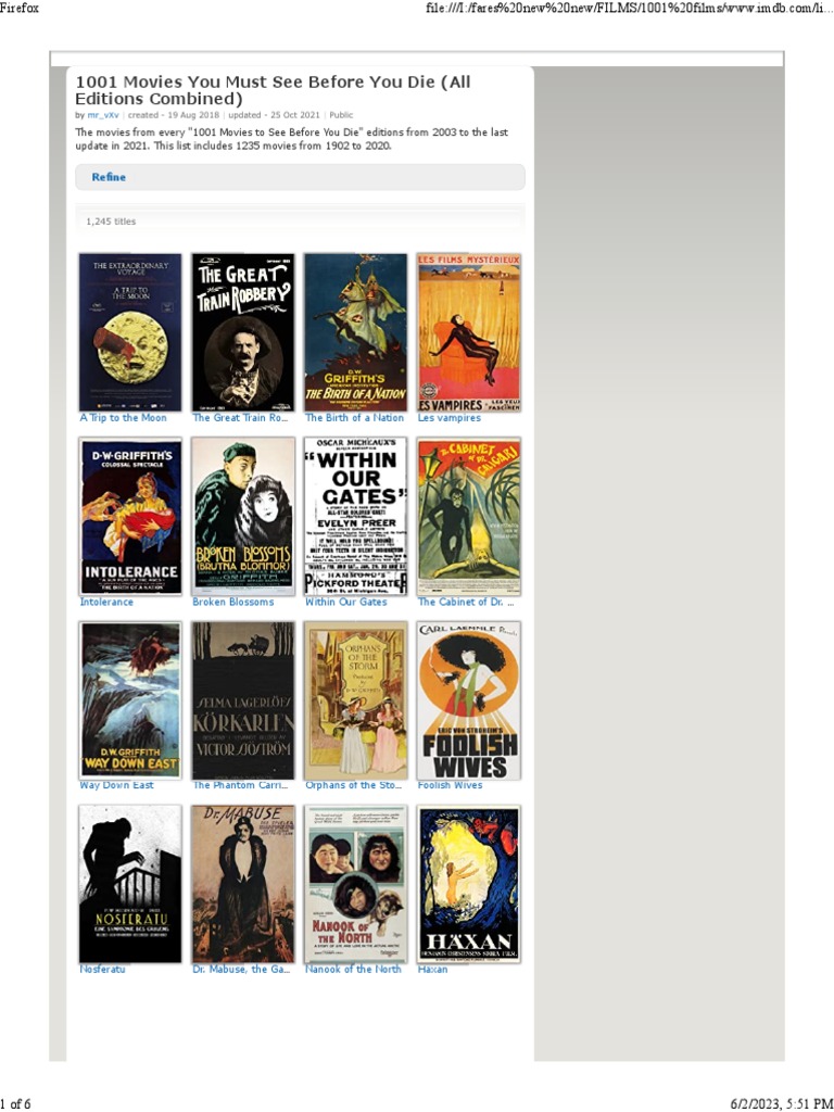 1001 Movies You Must See Before You Die (All Editions Combined) | PDF