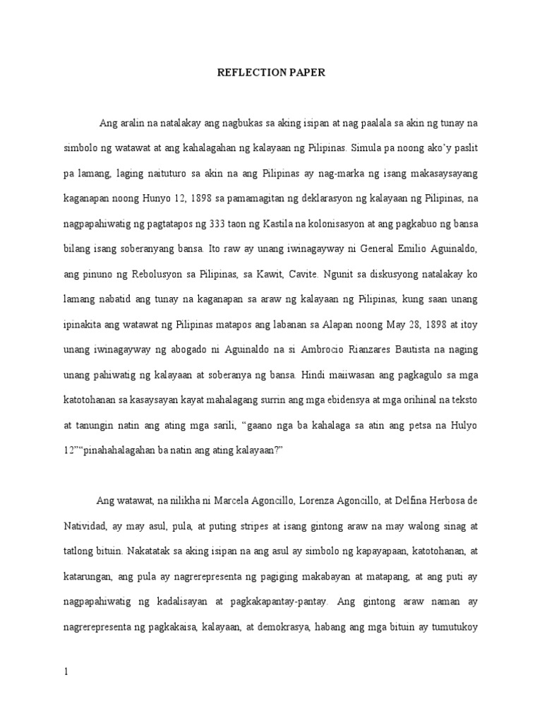 RIPH - Reflection Paper About The Philippine Flag | PDF