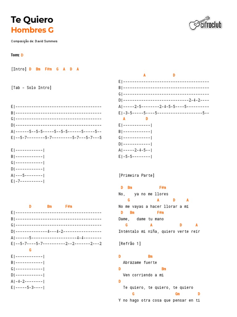 Cifra Club - Hombres G - Te Quiero | PDF