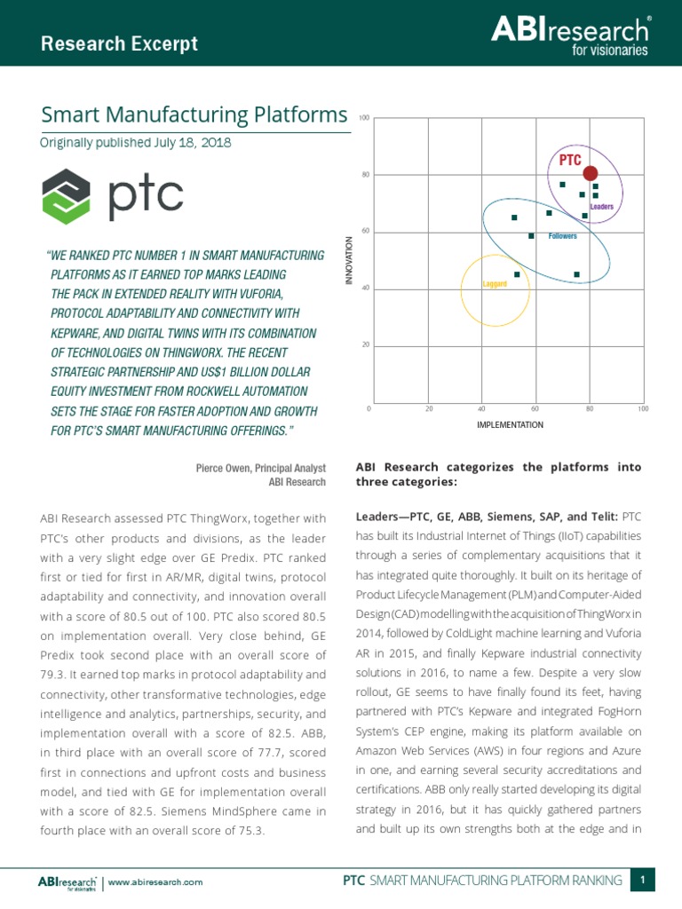 ABI Research Ranks ThingWorx Leading Smart Manufacturing Platform | PDF ...