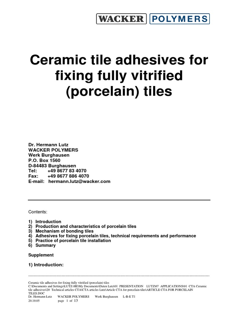 Article Cta For Porcelain Tiles | PDF | Tile | Porcelain