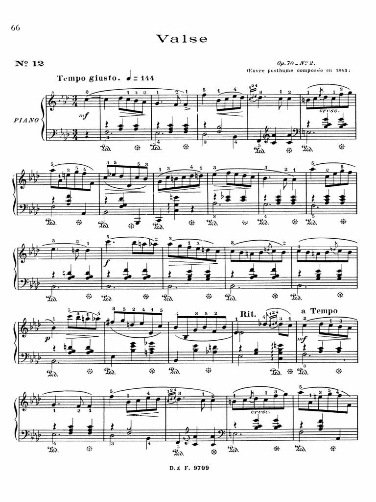 CHOPIN - Valcer U F-Molu, Op. 70 Br. 2 | PDF