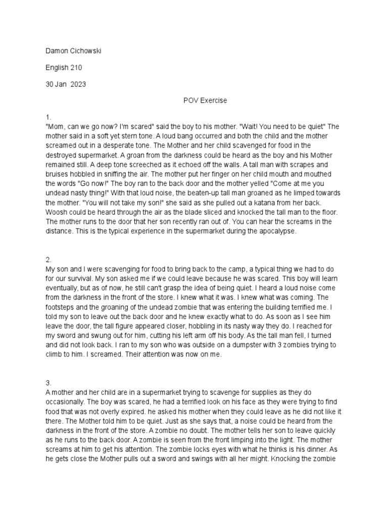 Week 3 - POV Exercise | PDF | Narration