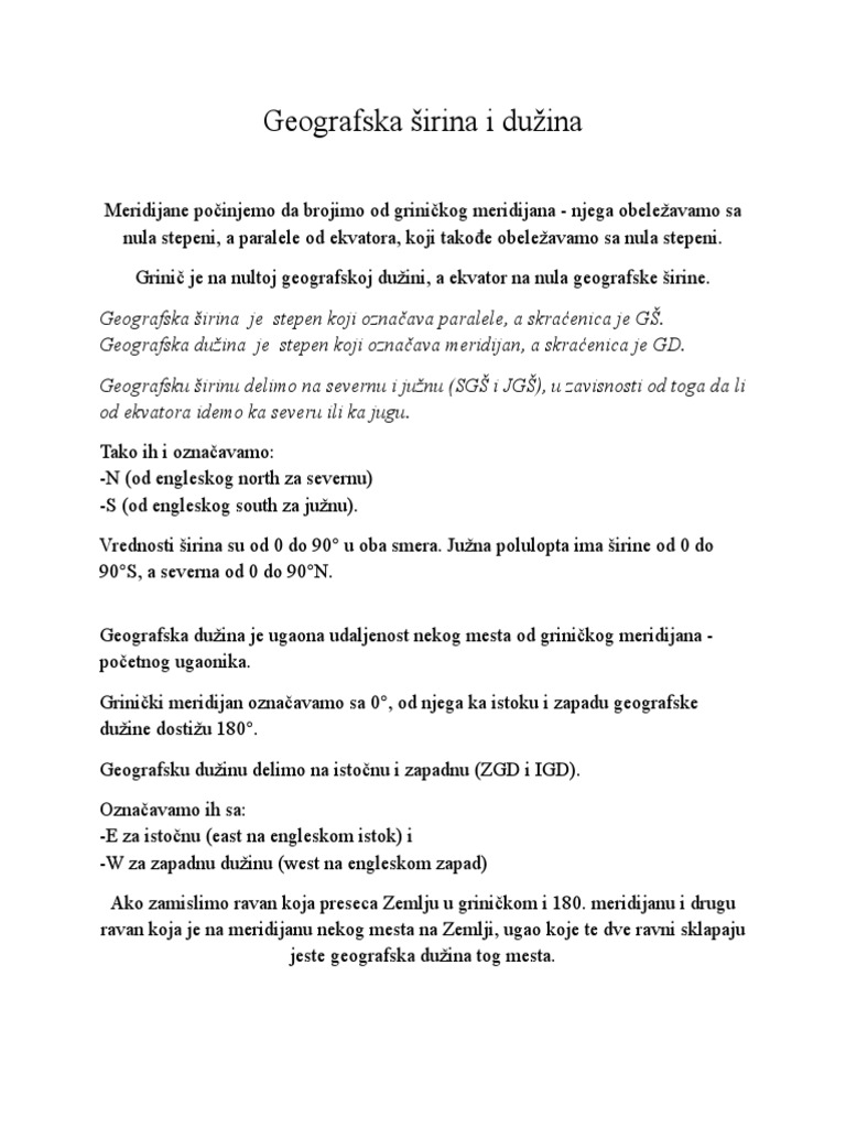 Geografska Sirina I Duzina | PDF