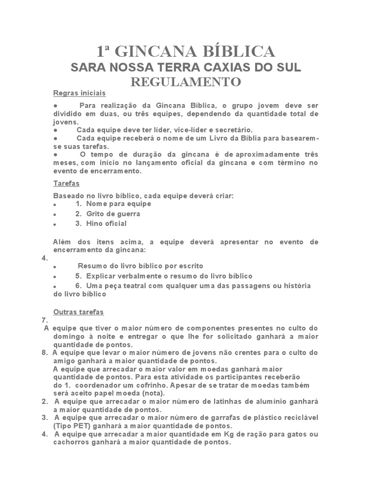 1 Gincana Bíblica | PDF | Bíblia