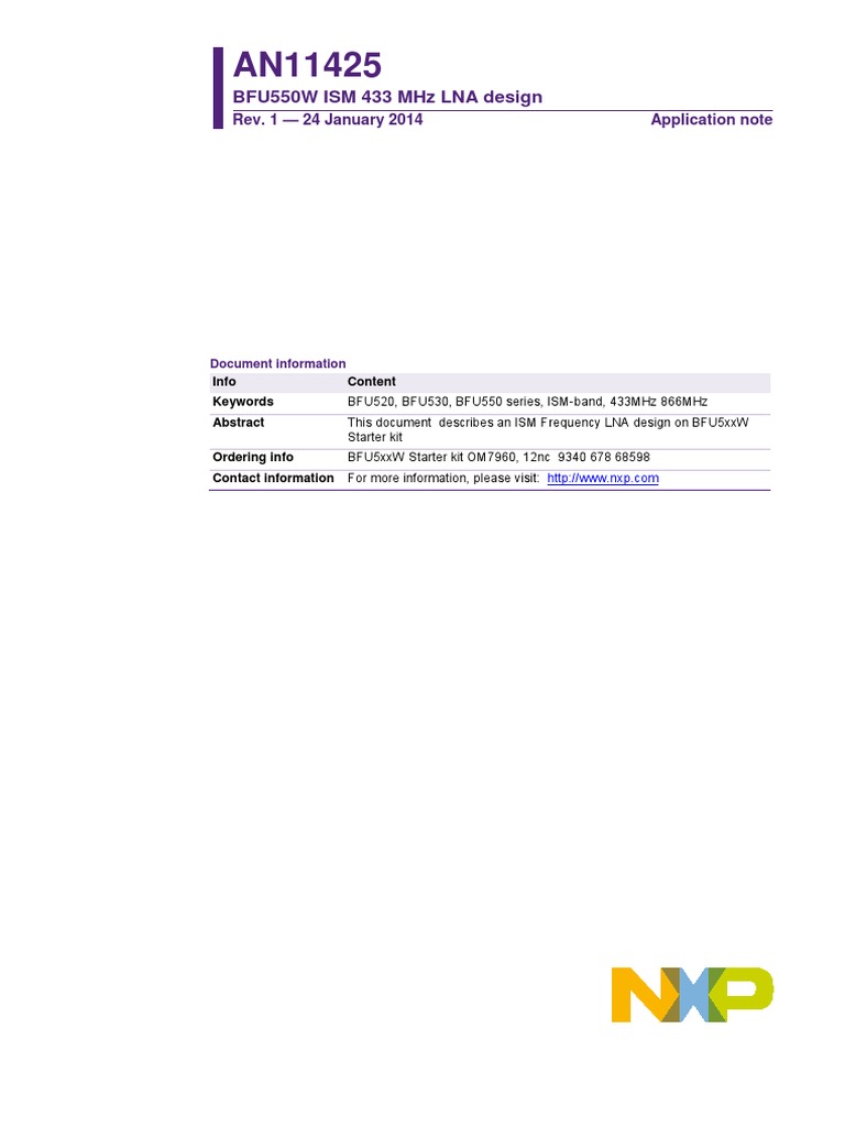 An11425 Lna Design | PDF | Electrical Network | Transistor