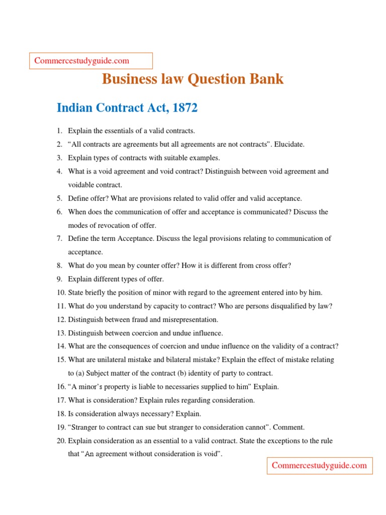 Business Law Question Bank | PDF | Negotiable Instrument | Legal Ethics