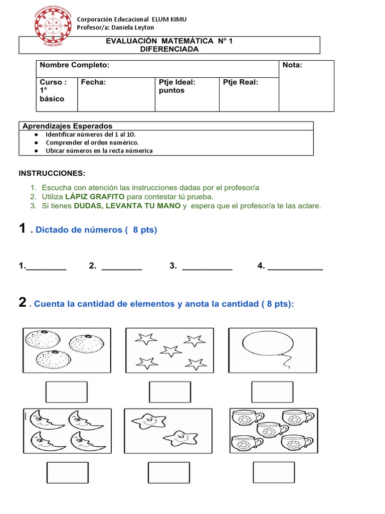 Prueba Primero Basico | PDF