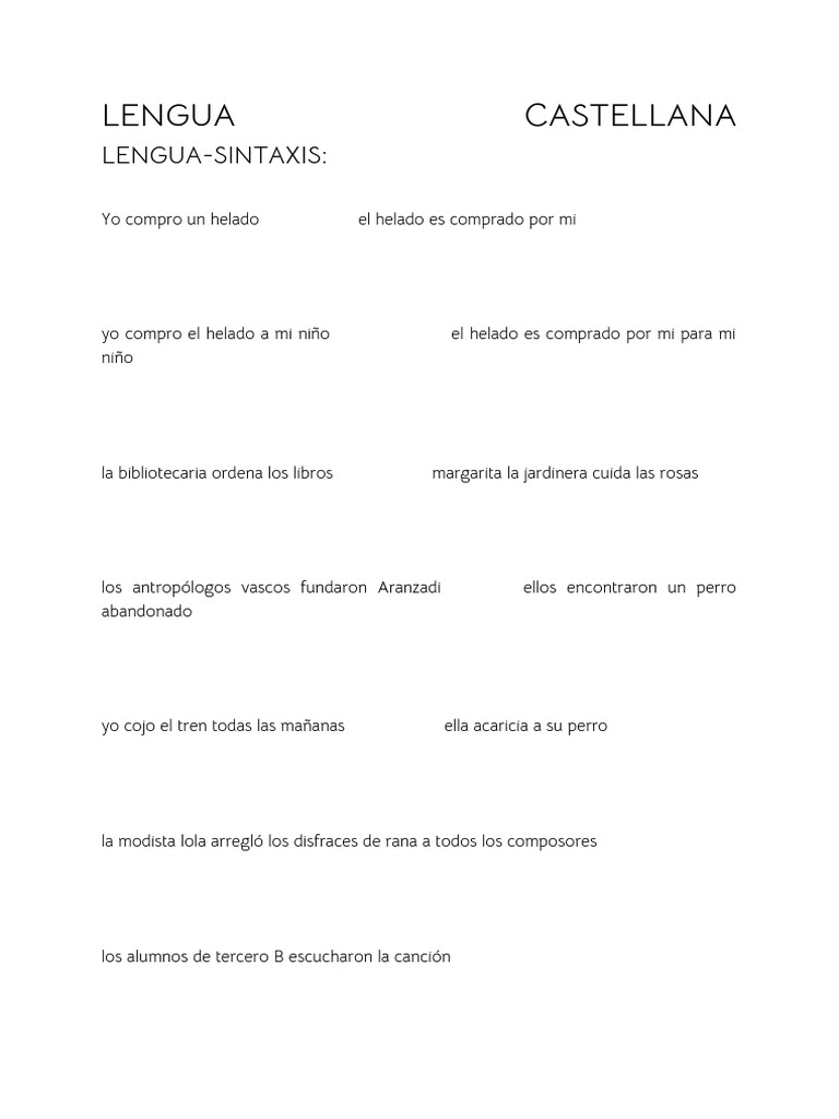 sintaxis ejercicios | PDF