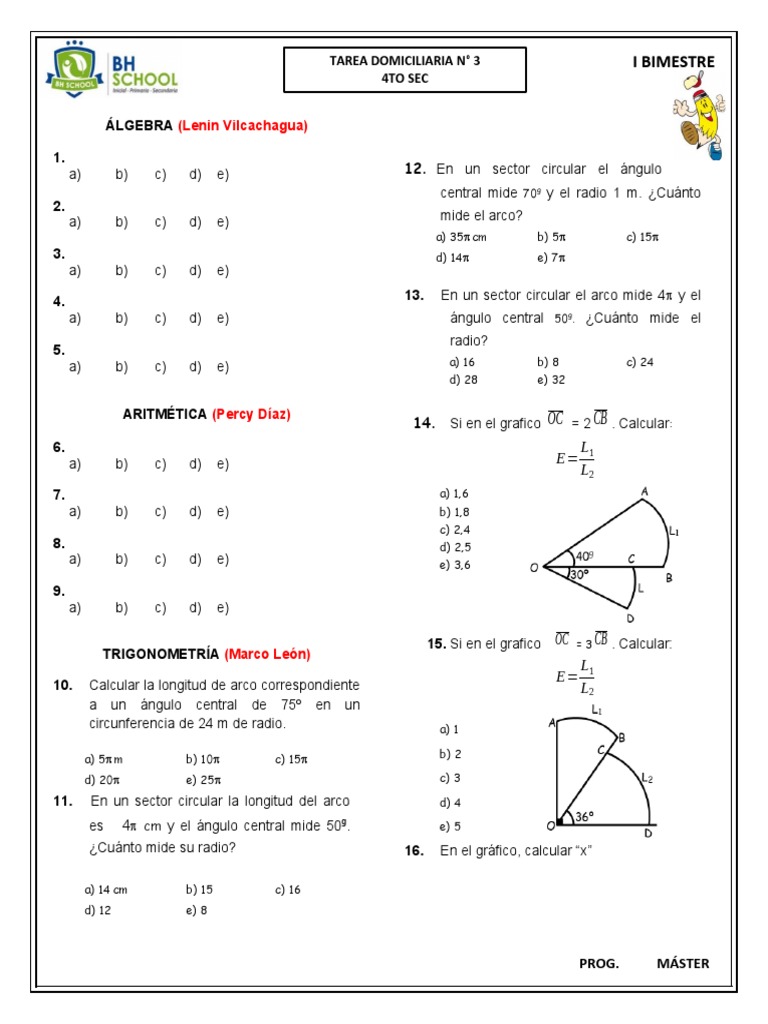 1.-Tarea Domiciliaria 4to Sec. (Trigo 3) | PDF | Geometría