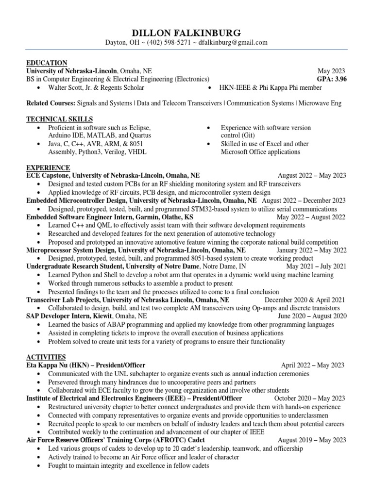 Graduation Resume | PDF | Computing | Computer Engineering