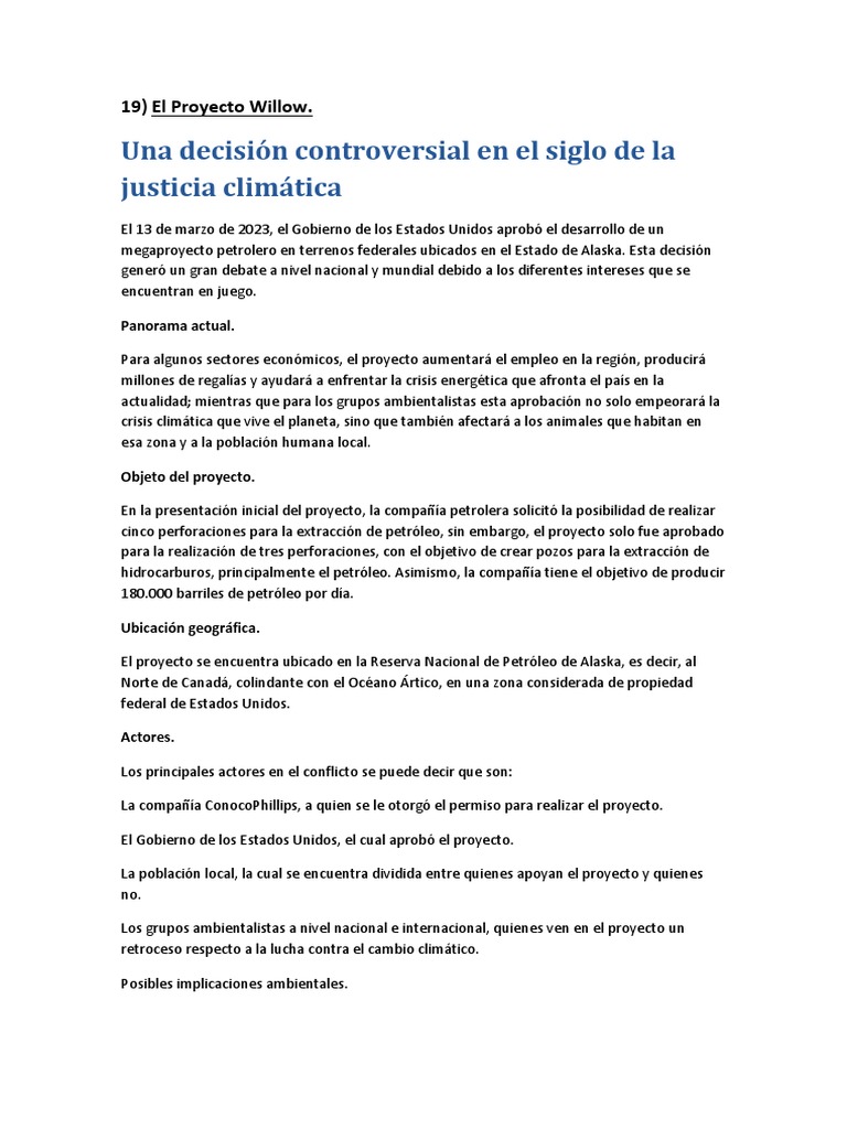 Proyecto Willow | PDF | Petróleo | Entorno natural
