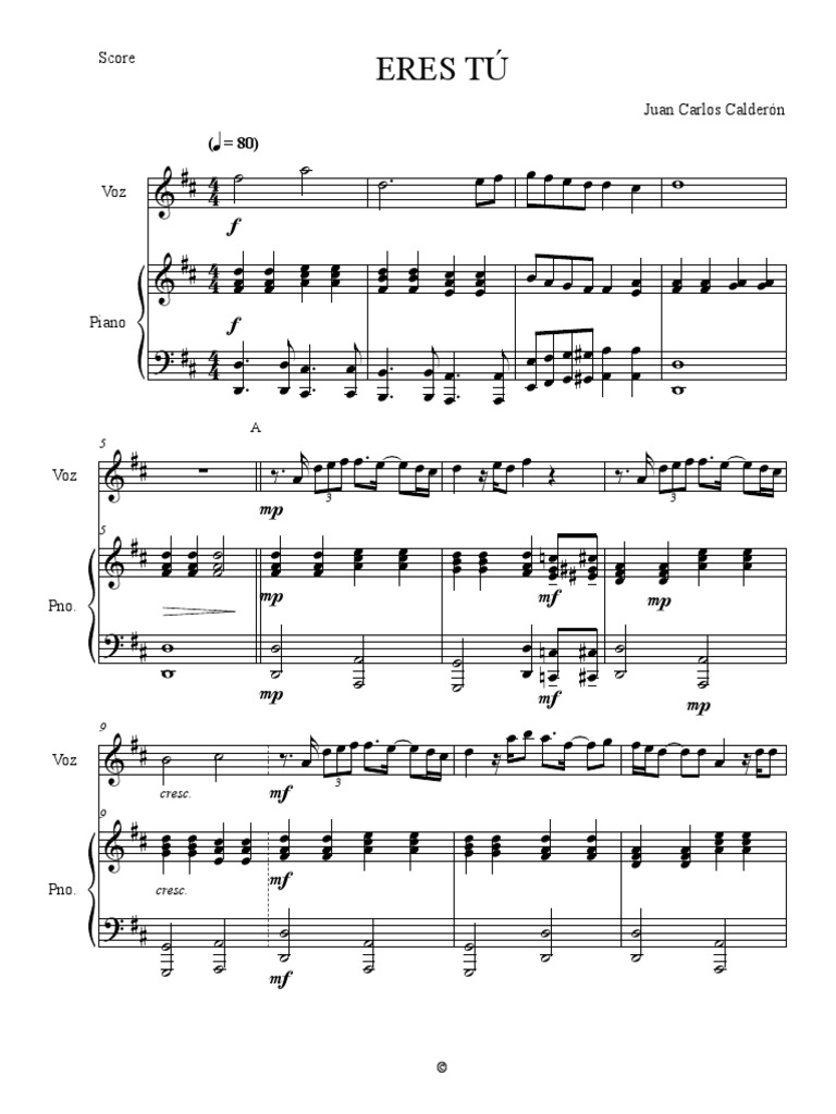 Eres Tú - J. Calderón (Piano) | PDF