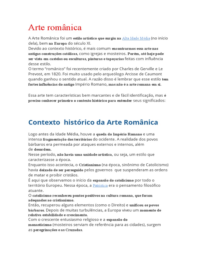 Arte Romanica (Hist. Da Arte) | PDF