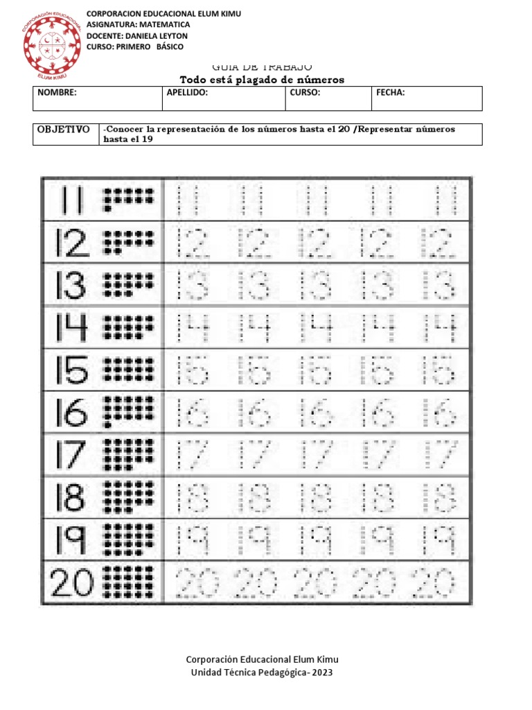 Actividades de Números hasta el 20 | PDF