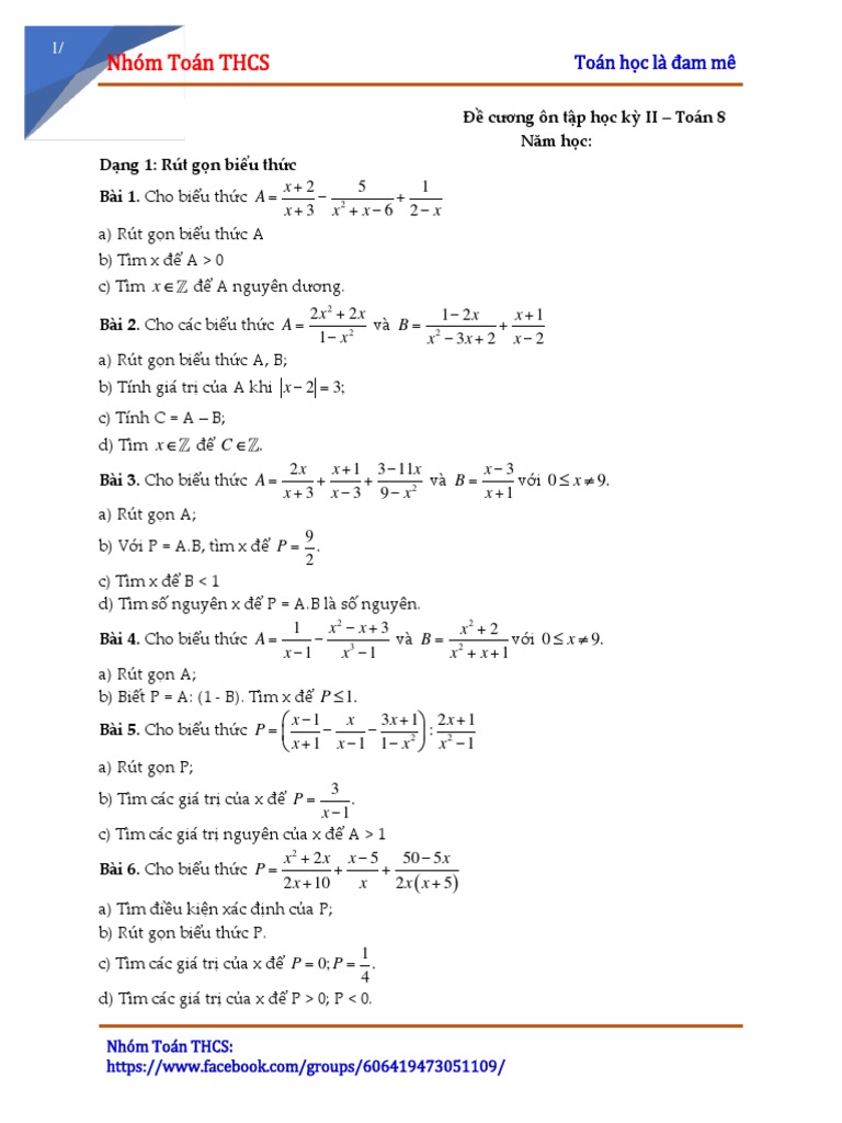 De Cuong On Tap hk2 Toan 8 | PDF
