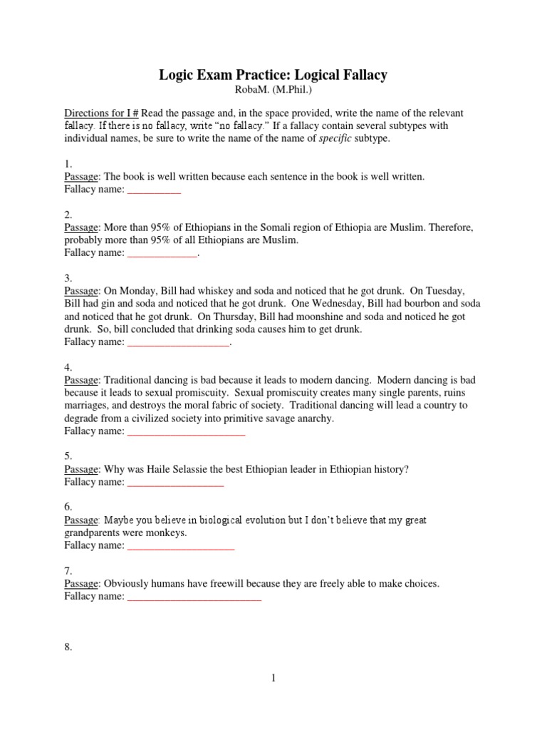 Logic Fallacy Sheet | PDF | Fallacy | Ethiopia