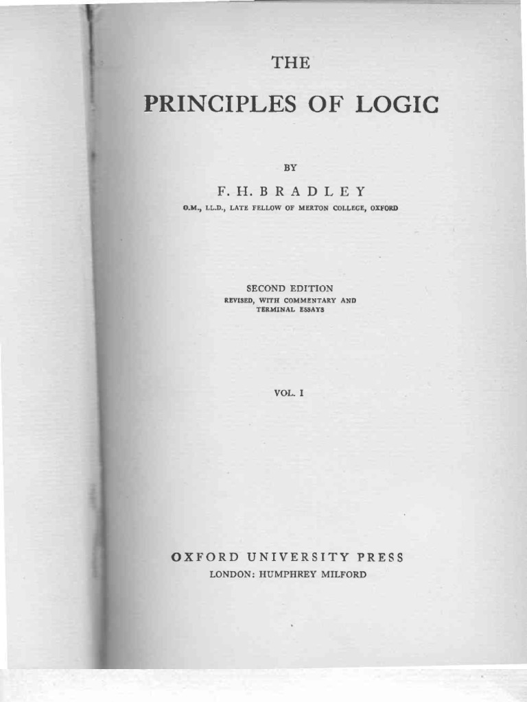 F. H. Bradley - Principles of Logic | Truth | Mind