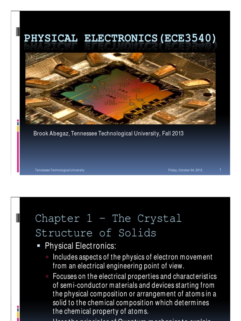 Physical Electronics Slides of Chapter 1 All Slides | PDF