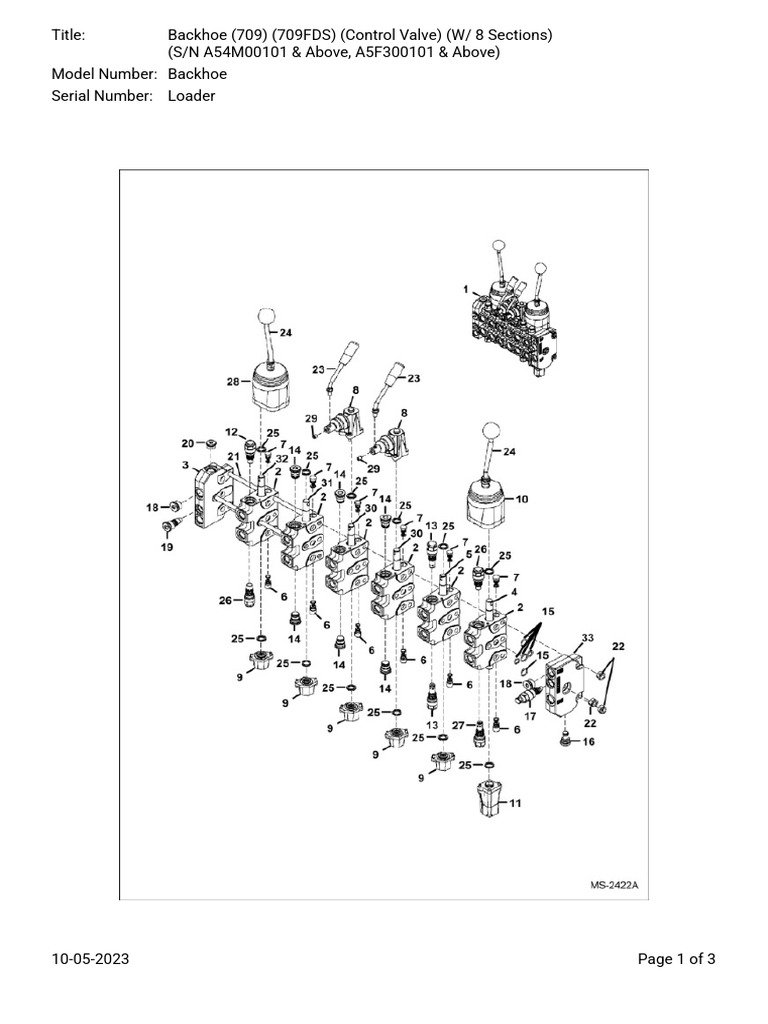 Backhoe (709) (709FDS) (Control Valve) (W - 8 Sections) - (S - N ...