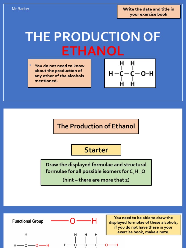 Alcohols (The Production Of) | PDF | Fermentation | Ethanol