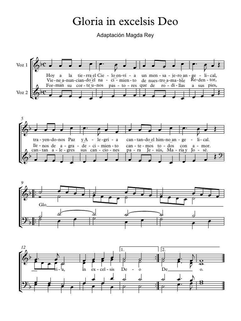 Gloria in Excelsis Deo - Español 4 Voces | PDF