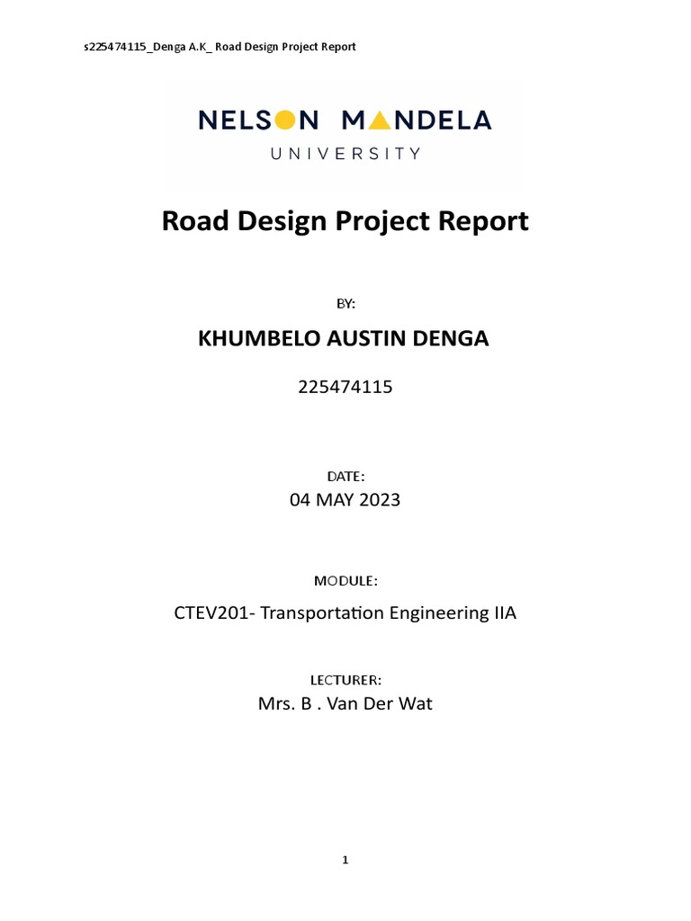 CTEV201 - Road Design Project Report | PDF | Traffic | Road