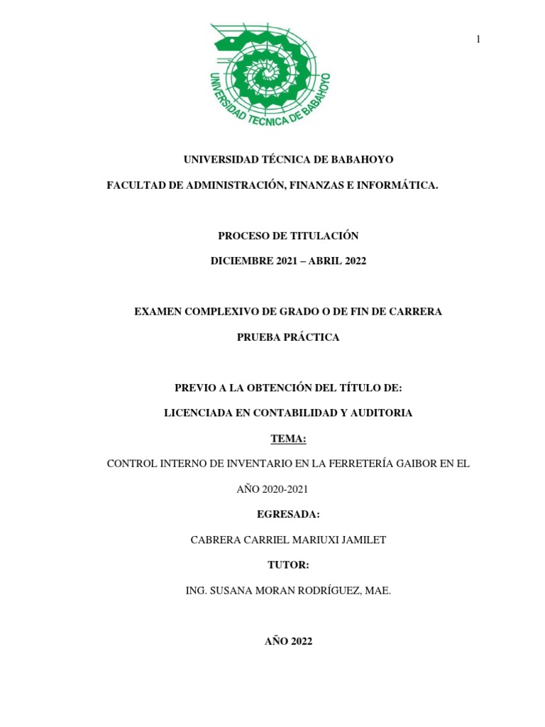 E Utb Fafi Ca 000009 | PDF | Inventario | Contabilidad