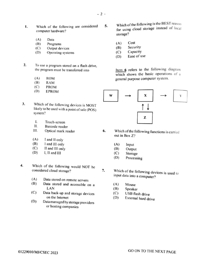 CSEC INFORMATION TECHNOLOGY PAPER 1 2023 | PDF